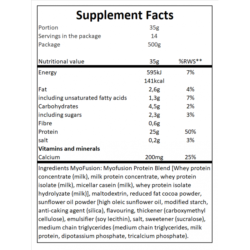 Gaspari Nutrition Myofusion 500 g baltymai | Papildistas