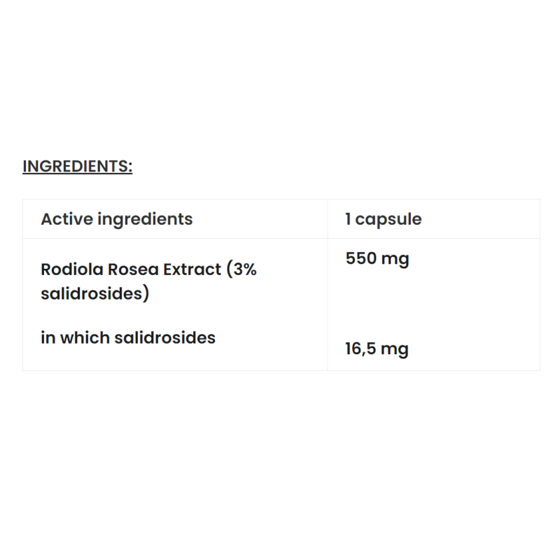 7 Nutrition Rhodiola Rosea Rodiolė 500 mg 60 kaps. | Papildi