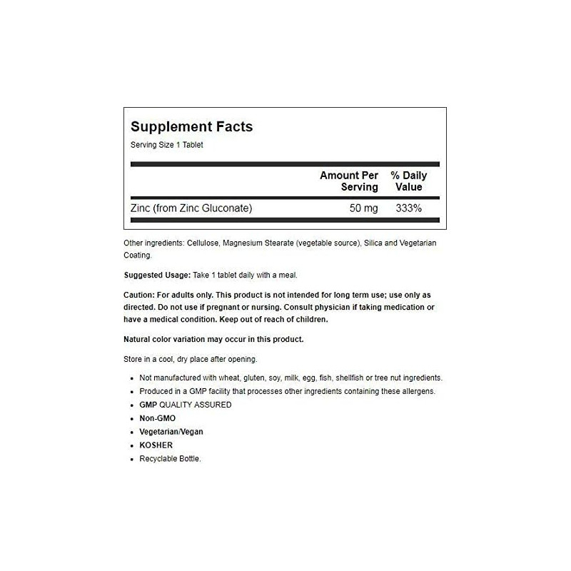Now Zinc Gluconate 50 mg - Imuniteto Stiprinimas